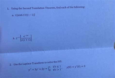 solved 1 using the second translation theorem find each of