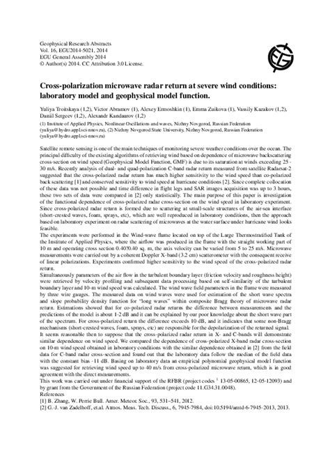Pdf Cross Polarization Microwave Radar Return At Severe Wind