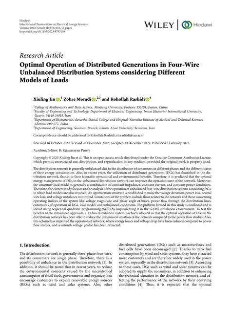 pdf optimal operation of distributed generations in four wire