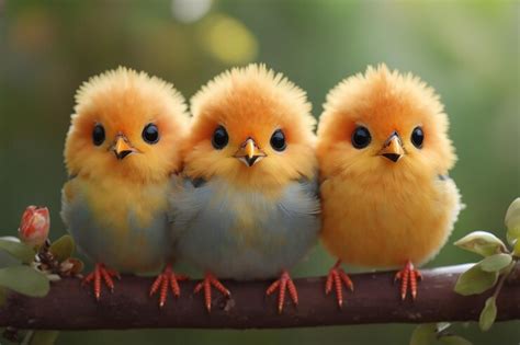 Premium Photo Cute And Beautiful Birds Sitting On A Branch
