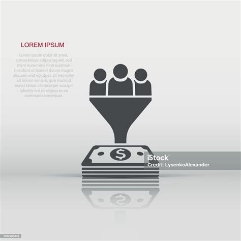 리드 관리 평면 스타일에서 아이콘입니다 사람들과 돈 벡터 일러스트 레이 션 백색 격리 된 배경에 깔 데 기 대상 클라이언트 비즈니스 개념입니다 Referendum에 대한