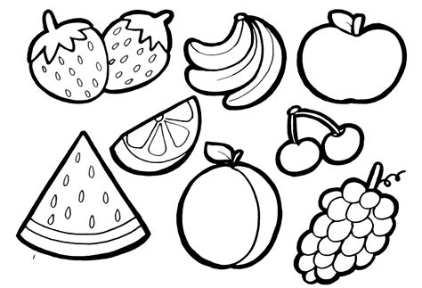 Картинка КАРТИНКИ ФРУКТОВ РАСКРАСКИ РАСПЕЧАТАТЬ