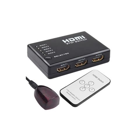 5 Port HDMI Switch With IR Remote Control 5 In 1 Out GeeWiz