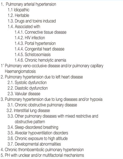 Clinical Classification Of Pulmonary Hypertension Dana Point In 2008
