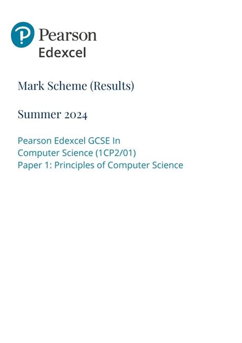 Pearson Edexcel Level 1 Level 2 Gcse 9 1 Computer Science Paper 1 And 2 June 2024 Question