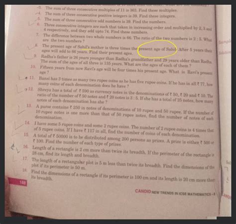 3 The Sum Of Three Consecutive Multiples Of 11 Is 363 Find These Multi