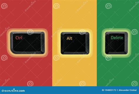 black ctrl alt del keyboard keys isolated on white a combination of