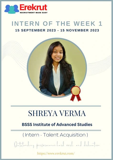 shreya verma on linkedin erekrut internship award 13 comments