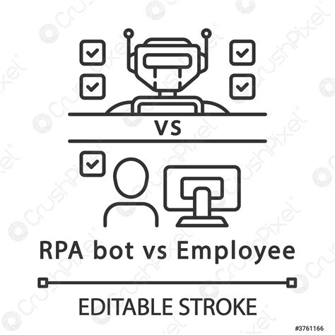 RPA Bot Vs Employee Linear Icon Stock Vector Crushpixel