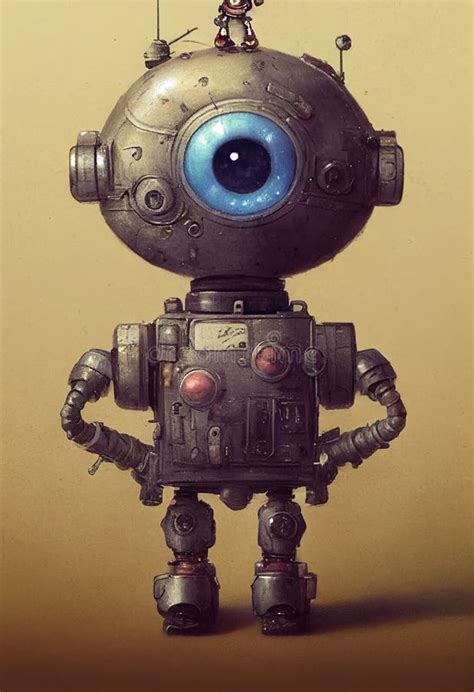 A Lovely Tiny Robot With A Big Single Eye Illustration Ai Generated