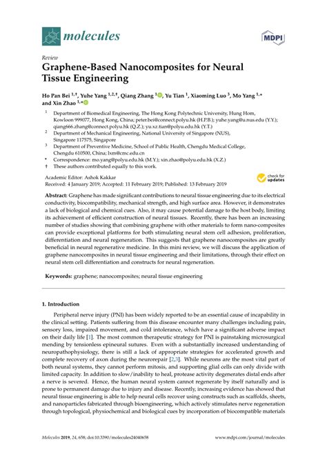 Pdf Graphene Based Nanocomposites For Neural Tissue Engineering