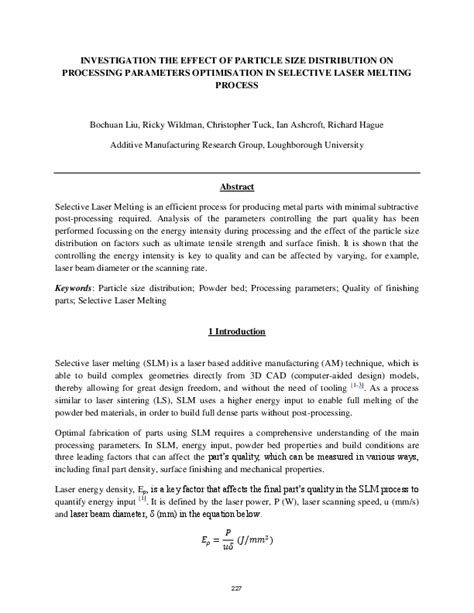 pdf investigation the effect of particle size distribution on