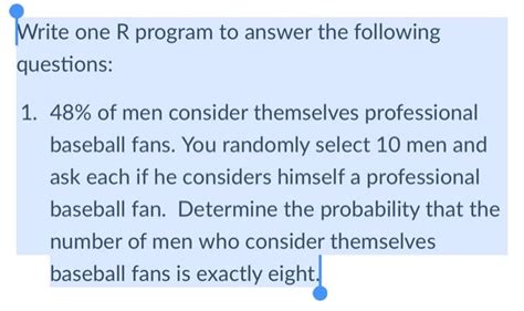 solved write one r program to answer the following 48 of