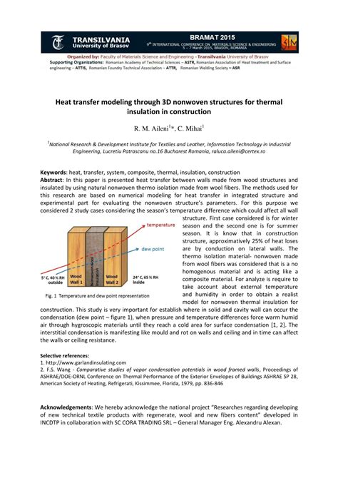 Pdf Heat Transfer Modeling Through 3d Nonwoven Structures For Thermal Insulation In Construction
