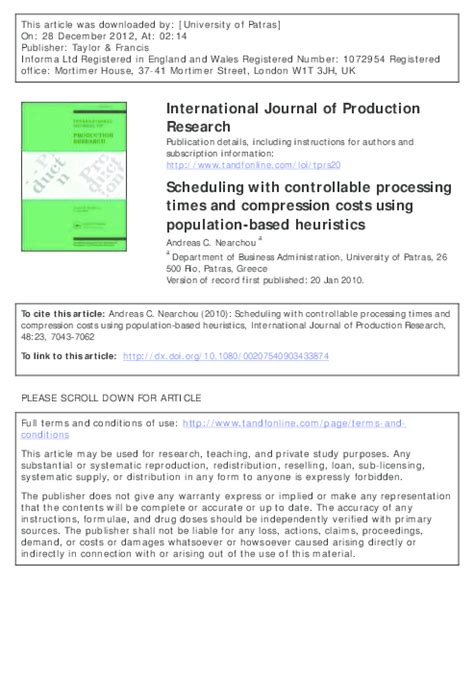 Pdf Scheduling With Controllable Processing Times And Compression