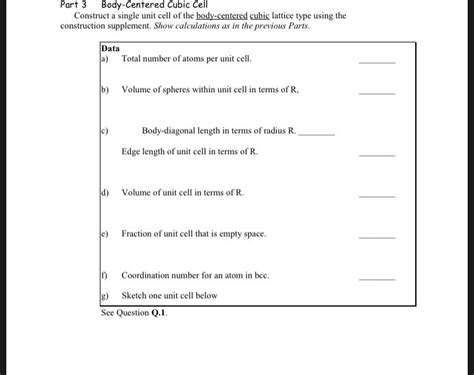 Solved Part Simple Cubic Cell Construct A Simple Cubic Chegg