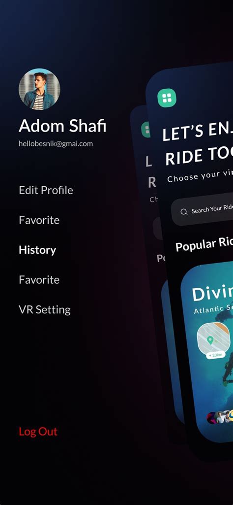 Interactive Side Menu Screen Design For Mobile App