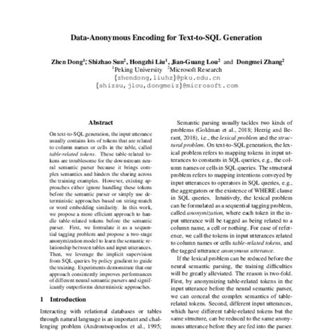 Data Anonymous Encoding For Text To Sql Generation Acl Anthology