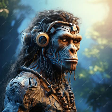 Premium Ai Image The Evolutionary Journey Robotic Australopithecus Man In A Technological