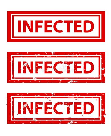 Infected Set Rectangle Red Vector Rubber Stamp Effect At White