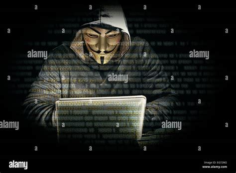 Portrait Of Hacker And Binary Code Stock Photo Alamy