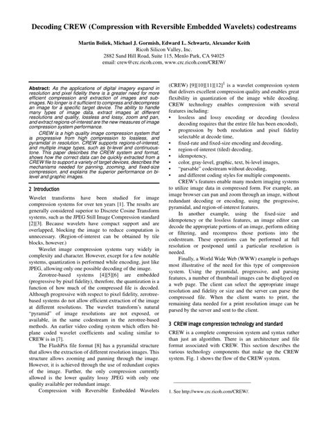 Pdf Decoding Compression With Reversible Embedded Wavelets Crew