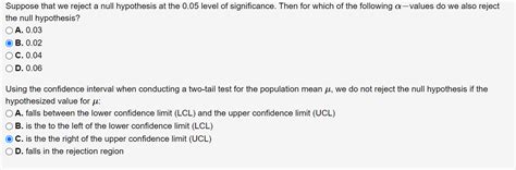 Solved Suppose That We Reject A Null Hypothesis At The Chegg