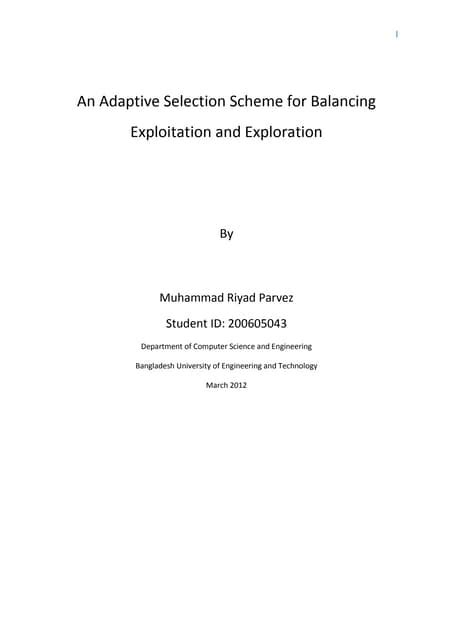 Adaptive Selection In Evolutionary Algorithm Thesis Pdf Genetics Science