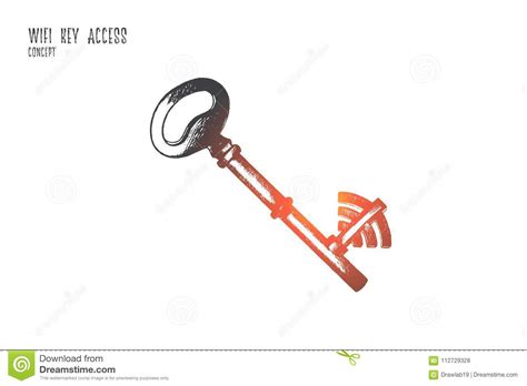 Wi Fi Key Access Concept Hand Drawn Isolated Vector Stock Vector Illustration Of Information