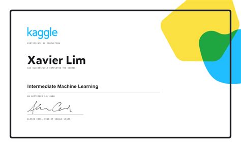 Xavier Lim Completed The Intermediate Machine Learning Course On Kaggle