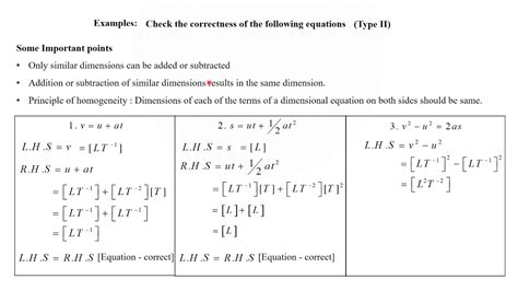 To Check Correctness Of Eqn Using Dimensional Analysis Youtube