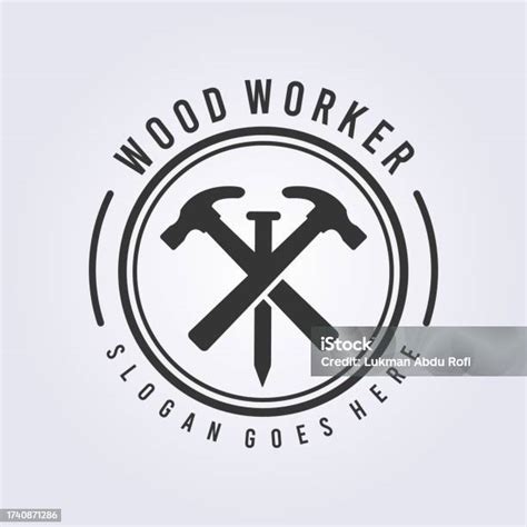 목수의 교차 망치 기호 아이콘 로고 배지 벡터 일러스트레이션 디자인 로고에 대한 스톡 벡터 아트 및 기타 이미지 로고 목공 목수 Istock