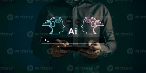 Man Use Tablet Command Prompt Ai Chat Big Data Storagedigital