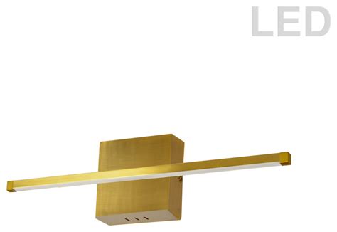 array led wall sconce horizontal aged brass white acrylic diffuser 25