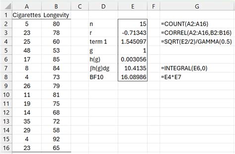 bayesian correlation test example real statistics using excel