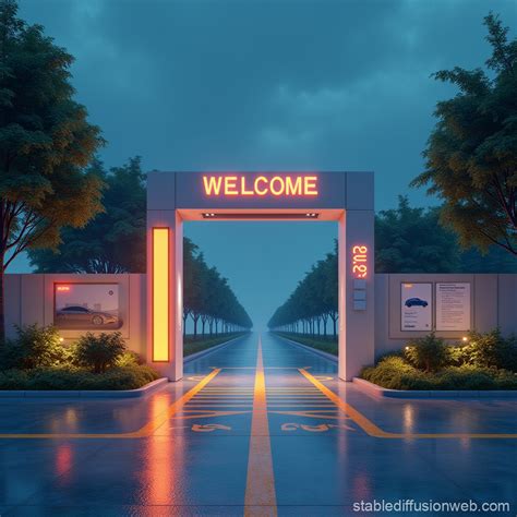 Future Parking Lot With Gate Protection Stable Diffusion Online