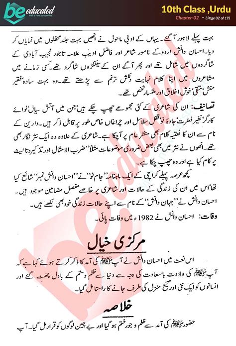 Chapter 2 Urdu 10th Class Notes Matric Part 2 Notes
