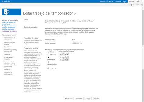 Grupos De Seguridad De Project Server Frecuencia De Sincronización My Project Server