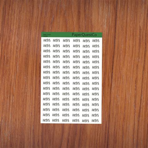 Printable Notes Script Digital Sticker Sheet Etsy