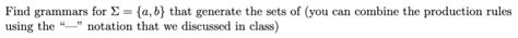 Solved Find Grammars For Ab That Generate The Sets Of