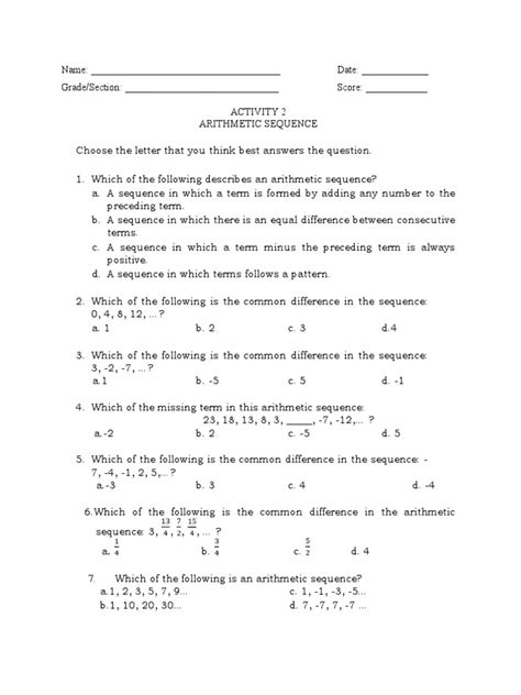 Ashley Visitacion Arithmetic Sequence Pdf Arithmetic Mathematical Concepts