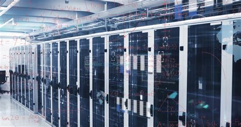 Math Equations Overlay In High Tech Server Room
