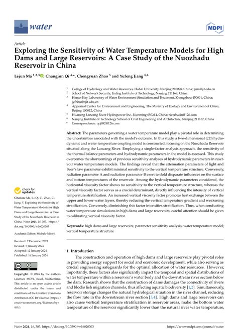 Pdf Exploring The Sensitivity Of Water Temperature Models For High Dams And Large Reservoirs