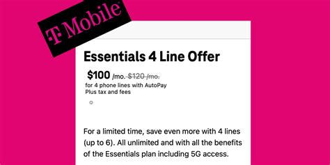 T Mobile Four Lines For 100 Offer Is The Essentials Plan Worth It