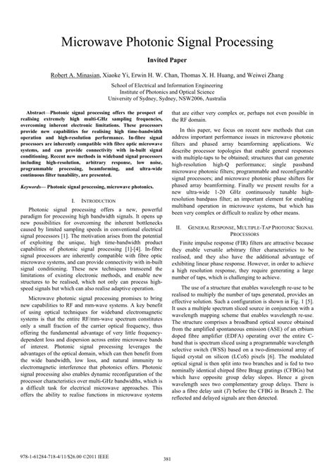 Pdf Microwave Photonic Signal Processing