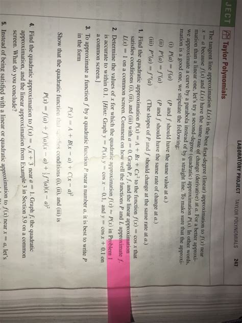 Solved Laboratory Project Taylor Polynomials 247 Ject Taylor
