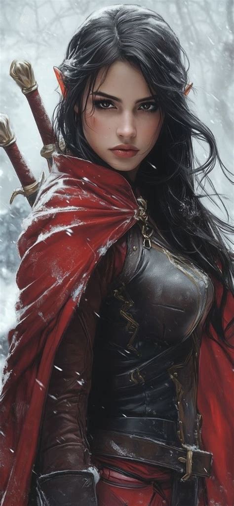 Elf In Snow Lady Warrior Female Elf Bladesinger Fantasy Warrior Women