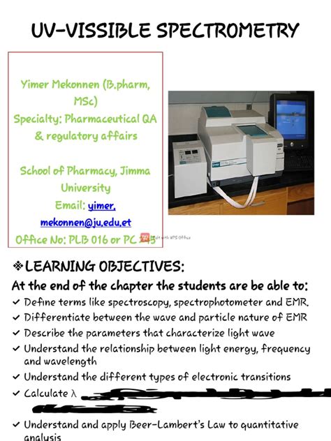 Uv Spec Pdf Electromagnetic Radiation Spectrophotometry