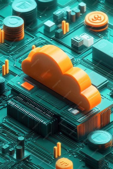 Futuristic Cloud Computing Concept With Digital Currency And Circuit Board Elements Premium Ai