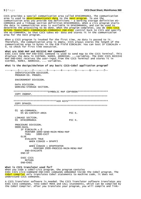 Cics Cheat Sheet Pdf
